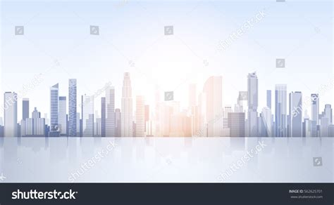 城市摩天大楼视图城市景观背景天际线剪影与复制空间矢量插图 库存矢量图（免版税）562625701 Shutterstock