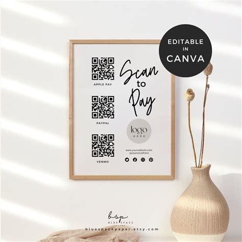 Market Payment Sign Printable Qr Code Sign Business With Logo Craft