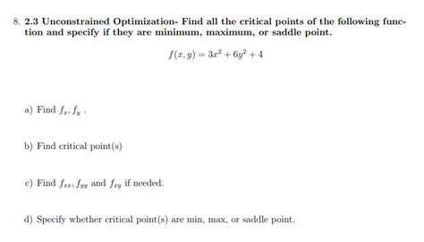 Solved 8 23 Unconstrained Optimization Find All The