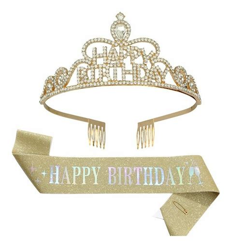 글리터 반짝이 생일 축하 왕관 파티 크리스탈 티아라 화려한 가랜드 천 세트 머리띠 헤어장식 티몬
