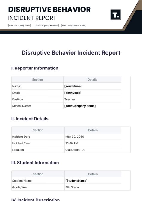 Free Disruptive Behavior Incident Report Template To Edit Online