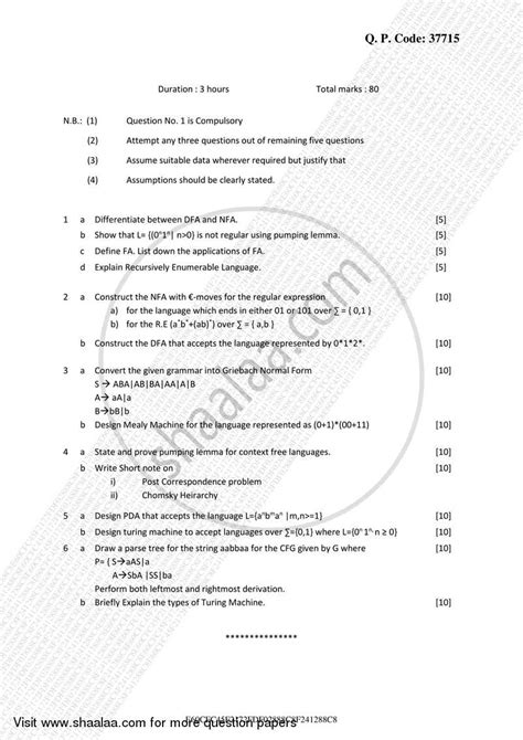 Theoretical Computer Science 2017 2018 Be Computer Engineering Semester
