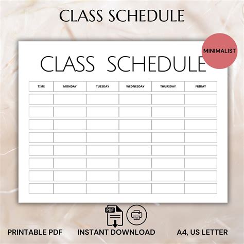 Middle School Class Schedule Template