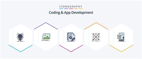 coding and app development 25 filledline icon pack including app data nature software coding