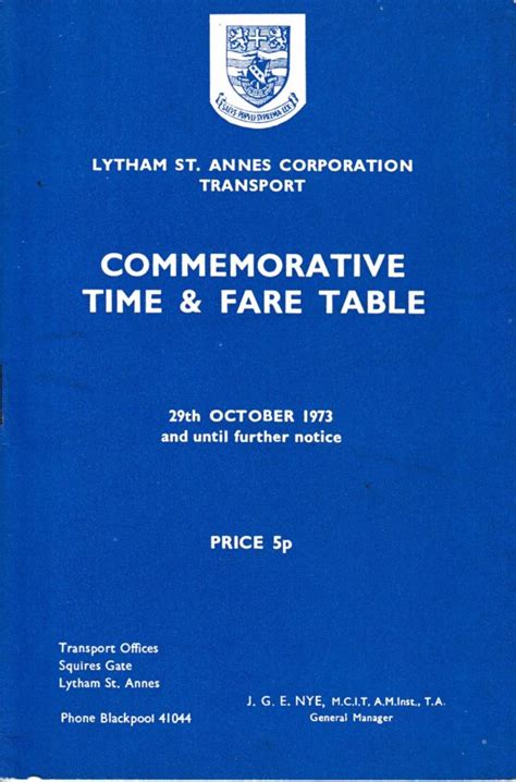 Lytham St Annes Corporation 1973 10 Great Britain Timetable World