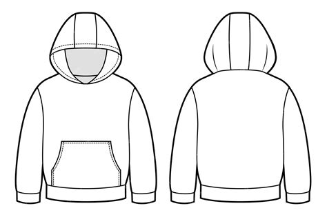 Sweat à Capuche Pour Modèle De Vêtements De Vecteur De Croquis Plat