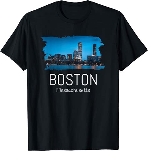 Leisuo Boston Skyline At Night Gift Souvenir T Shirt Black Walmart