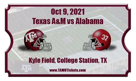 Texas Aandm Aggies Vs Alabama Crimson Tide Football Tickets 100921
