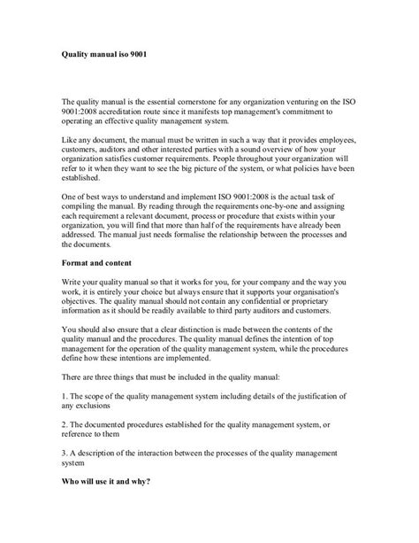 Quality Manual Iso 9001