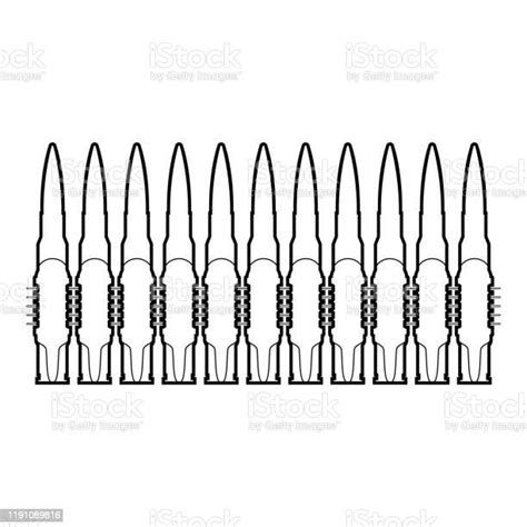 행 벨트 기계 총 카트리지 반돌레 어 전쟁 개념 아이콘 개요 검은 색 벡터 일러스트 플랫 스타일 이미지 소총에 대한 스톡 벡터 아트 및 기타 이미지 Istock