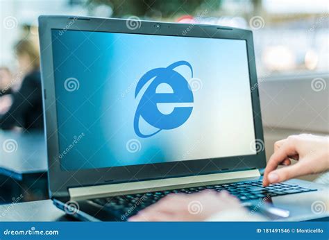 Laptop Computer Displaying Logo Of Internet Explorer Editorial Photo