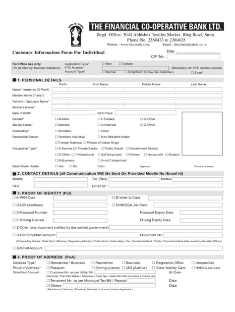 Fillable Online Customer Information Form For Individual Fax Email