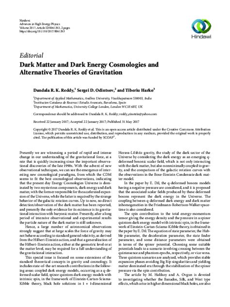 Pdf Dark Matter And Dark Energy Cosmologies And Alternative Theories Of Gravitation