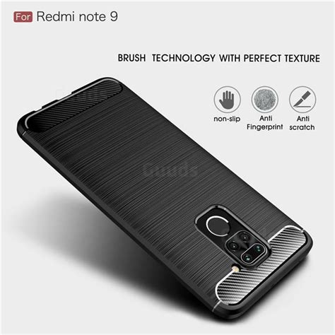 Luxury Carbon Fiber Brushed Wire Drawing Silicone Tpu Back Cover For Xiaomi Redmi Note Black