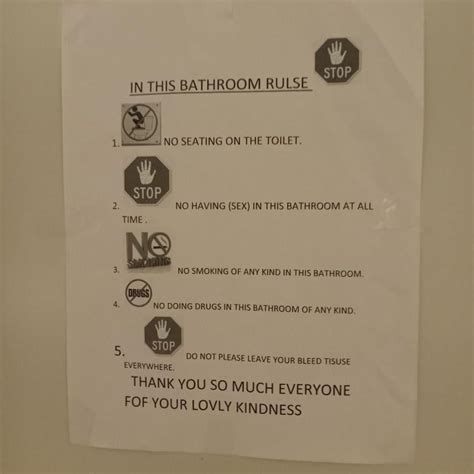 Bathroom Rules Mall Near Vancouver Canada R Funny