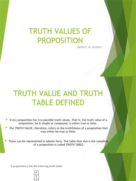 Truth Values Of Proposition Gie Pdf Truth Mathematical Logic
