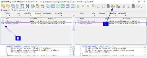 Compare Schema Objects Ks Db Merge Tools For Mysql