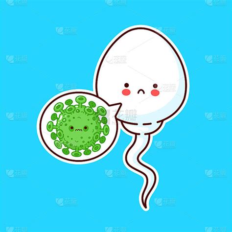 可爱悲伤的精子细胞带有病毒