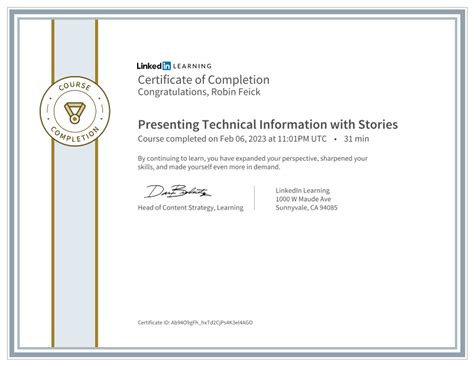 Just Finished The Course “presenting Technical Information With Stories” By Karen Catlin And