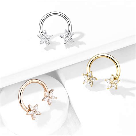 Premium Claw Set Lily Circular Barbell 14g Bodymods Jewelry