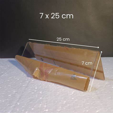 Jual Akrilik Papan Nama Segitiga Meja Desk 7 X 25 Cm Dua Sisi Tebal 2mm