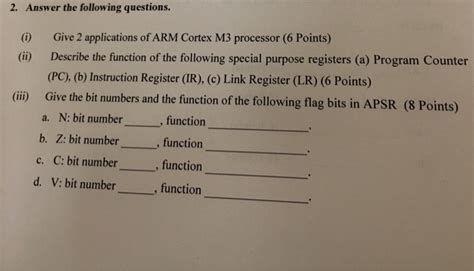 Solved Give 2 Applications Of Arm Cortex M3 Processor