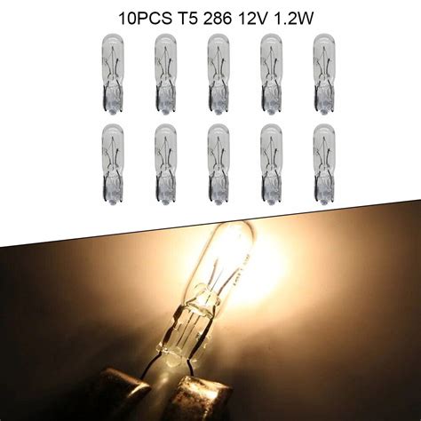 Exqu10pcs T5 286 12v 1 2w หลอดไฟแดชบอร์ดรถยนต์หรือหลอดไฟแผงเครื่องมือ