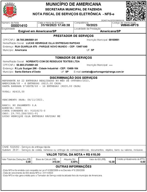 Nfs E Nota Fiscal De Serviço Eletrônica Município De Americana