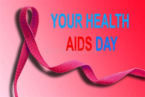 Red Ribbon Aids Awareness Sign World Hiv Day Symbol Stock Image