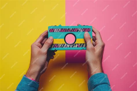 Person Fixing Up Cassette Tape With Modern Pattern Premium Ai