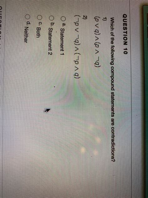 Solved QUESTION Which Of The Following Compound Statements Chegg