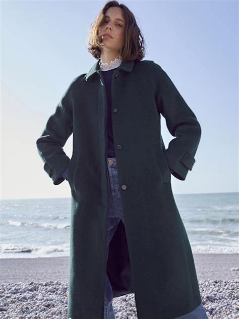Manteau Car Coat Raglan Lainage Uni Cyrillus Vert Pin Manteau Femme