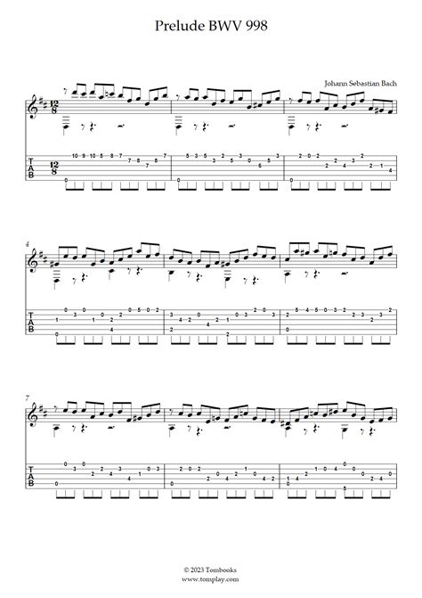 Prelude Fugue And Allegro In E Flat Major Bwv 998 I Prelude Bach