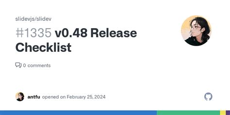 v0 48 release checklist · issue 1335 · slidevjs slidev · github