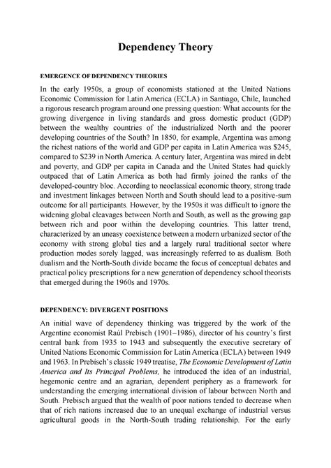 Dependency Theory Dependency Theory Emergence Of Dependency Theories