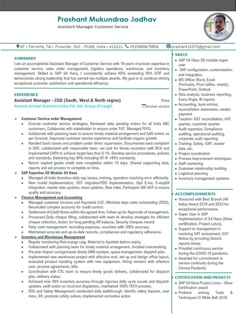 Prashant Jadhav Resume 11 Pdf Inventory Logistics