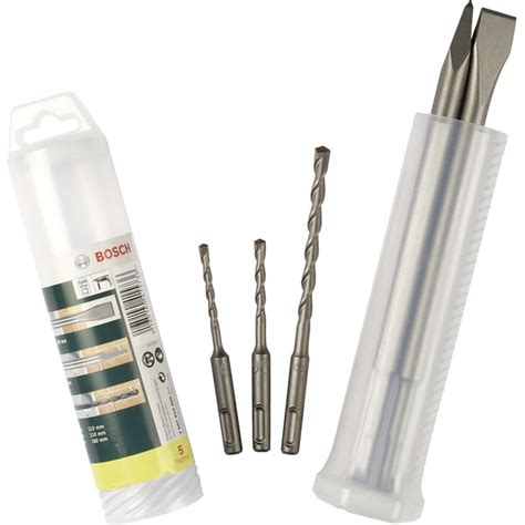 Bosch 2607019455 Carbide Hammer Drill And Chisel Set Sds Plus 5 Pcs