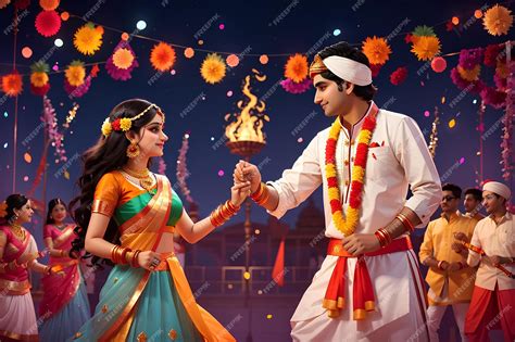 Premium Ai Image Garba Dandiya Dance Navaratri Garba Night Party