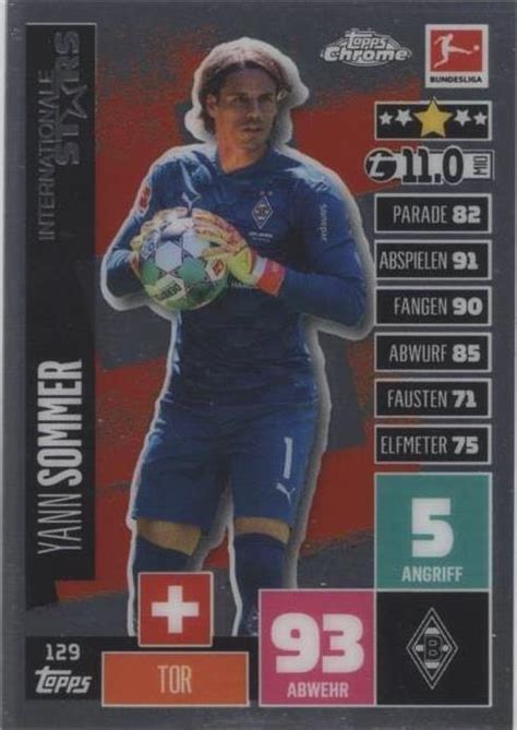 2020 21 Topps Chrome Match Attax Bundesliga Yann Sommer 129 For Sale