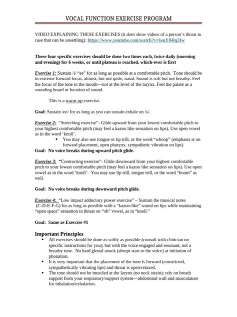 Vocal Function Exercise Program Pdf Human Voice Otorhinolaryngology