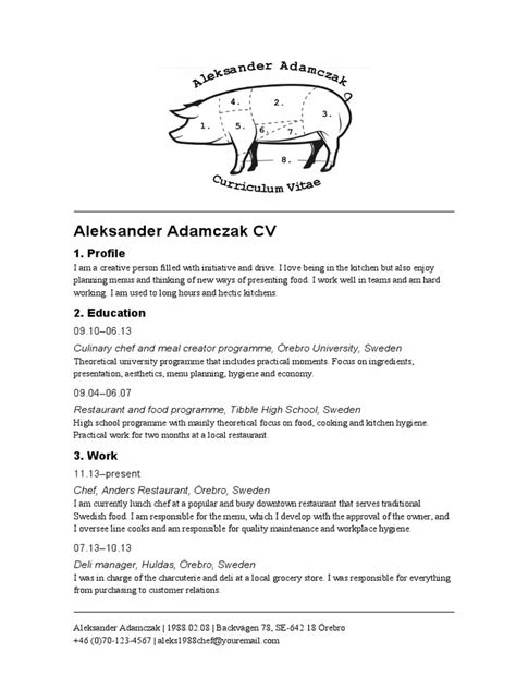 Chef Example Pdf Chef Menu