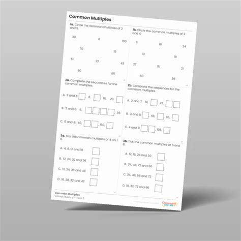 Year 5 Common Multiples Homework Resource Classroom Secrets