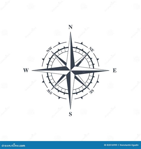 Compass Sign Wind Rose Hand Sketch Symbol Navigation Icon Royalty