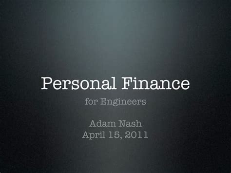 Personal Finance For Engineers Ppt