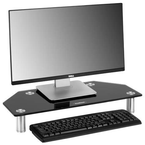 Vonhaus Black Glass Corner Computer Monitor Tv Screen Display Riser