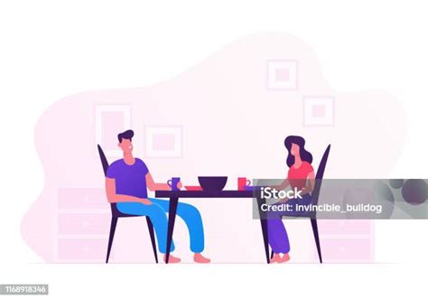 Keluarga Bahagia Makan Bersama Di Rumah Pasangan Muda Yang Penuh Kasih