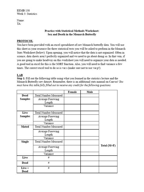 Lab 2 Stats Worksheet Pdf Statistics Chi Squared Test