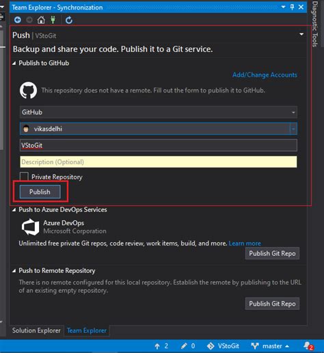 How To Connect A Visual Studio Project To Github