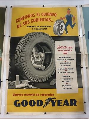 1950s Goodyear Tires Original Poster Spanish Ebay