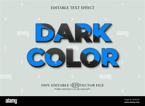 Dark Color 3d Style Text Effect 3d Text Mockup Stock Vector Image